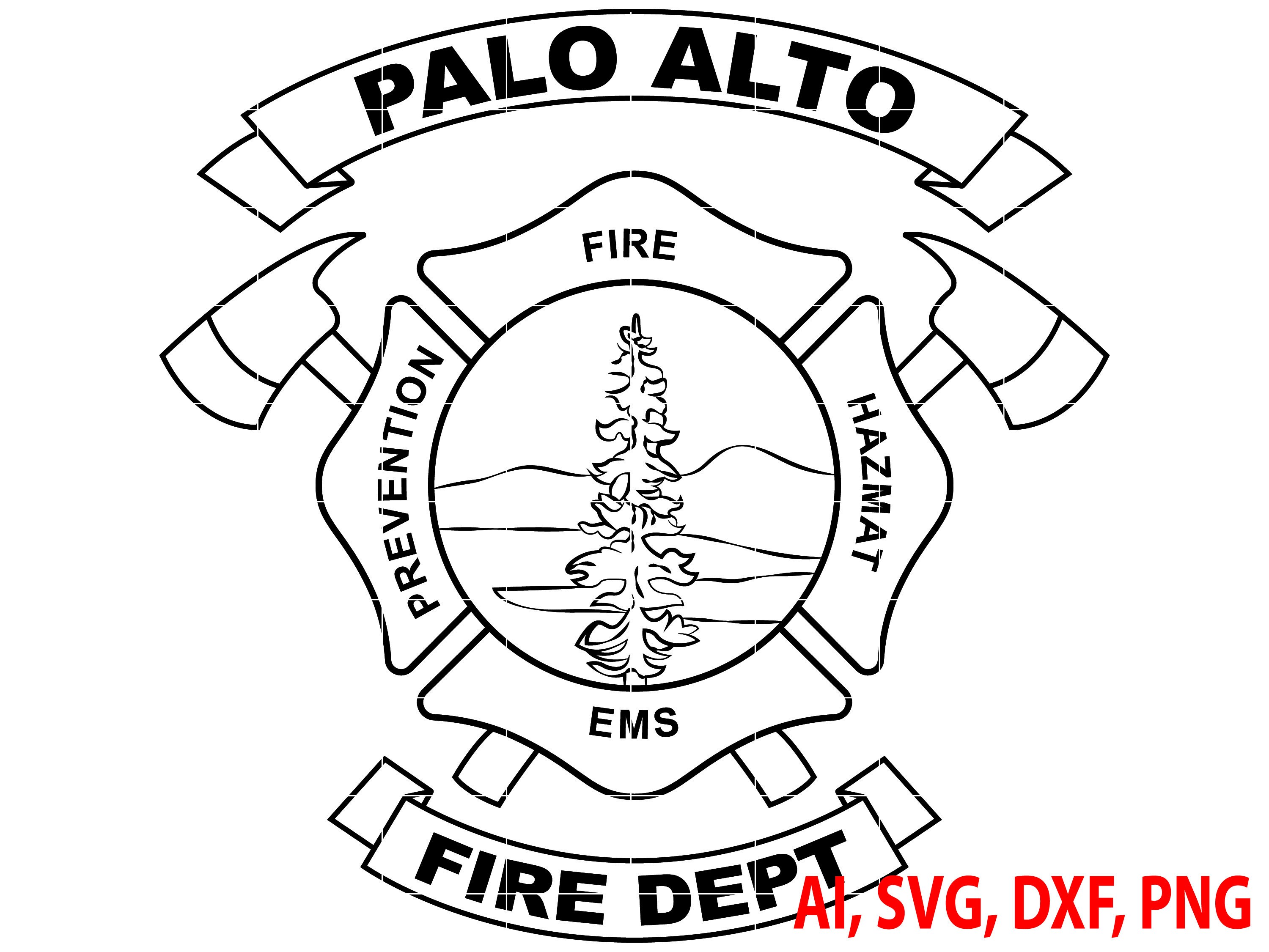 Palo Alto Fire Dept. Badge, Logo, Seal, Custom, Ai, Vector, SVG, DXF ...