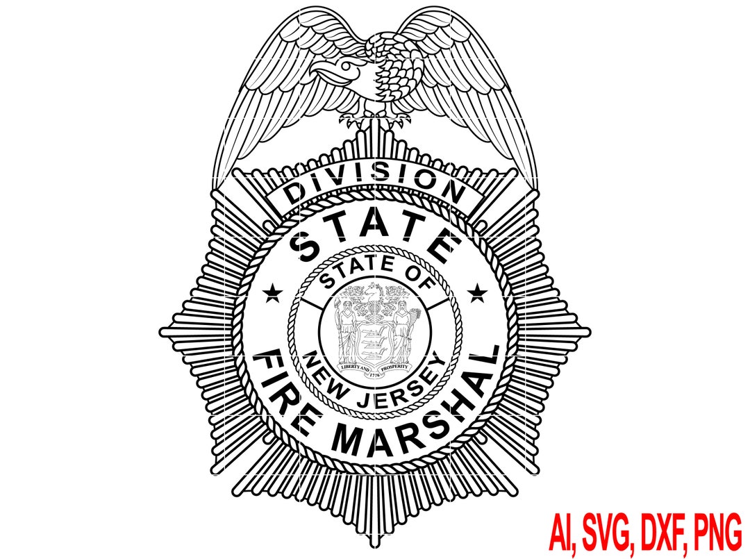 New Jersey Fire Marshal Badge Vector Art, Ai,svg, DXF, PNG, Digital ...