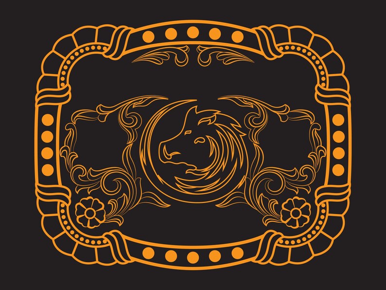 Cowboy Belt Buckle Vector Design | Western Engraving Svg Dxf Png Ai ...