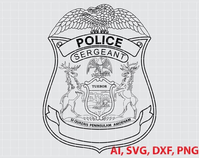 Michigan State Police Sergeant Badge, Logo, Custom, Seal, Ai, Vector ...