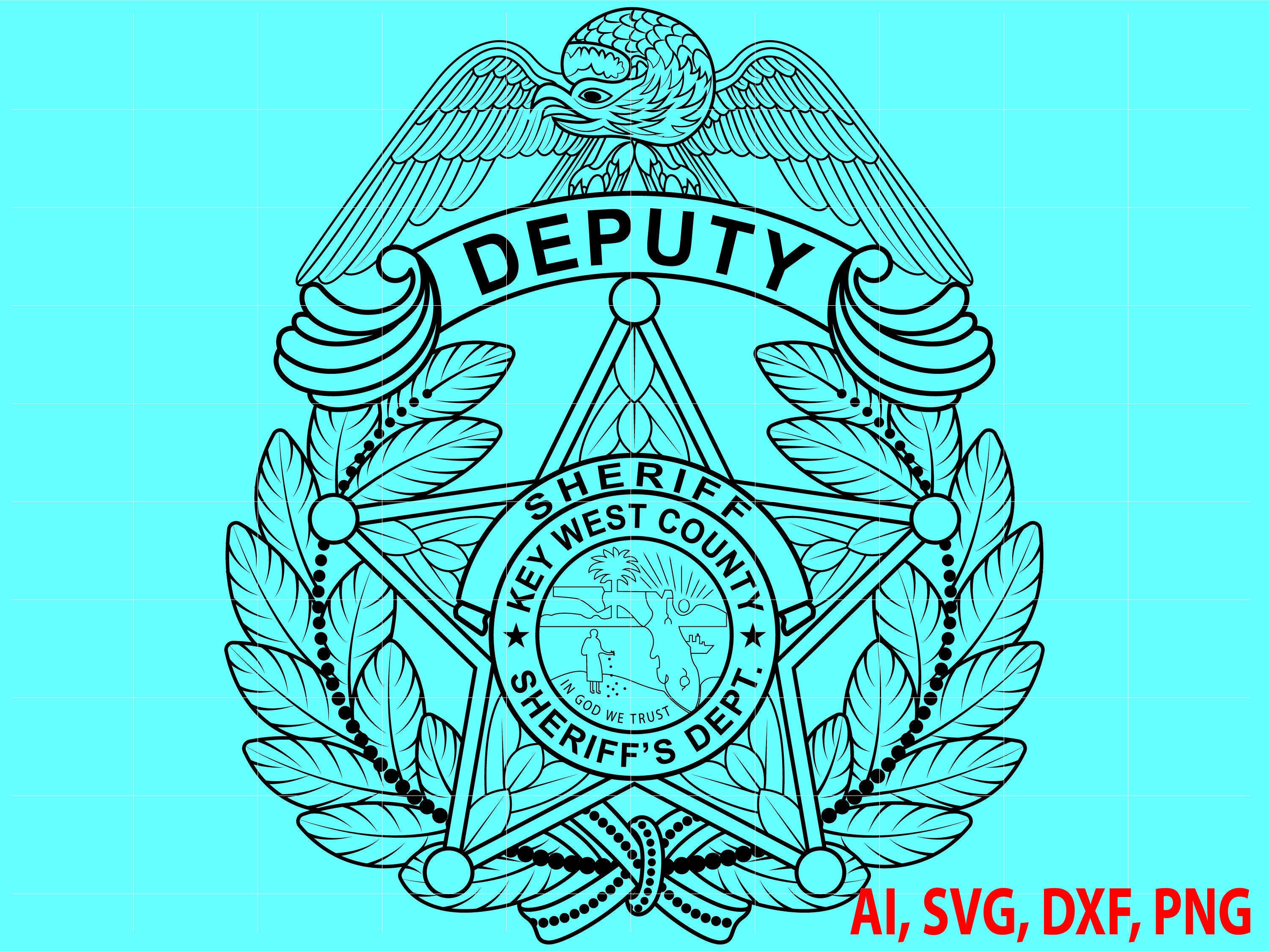 Key West County Sheriff Deputy Badge, Logo, Seal, Custom, Ai, Vector ...