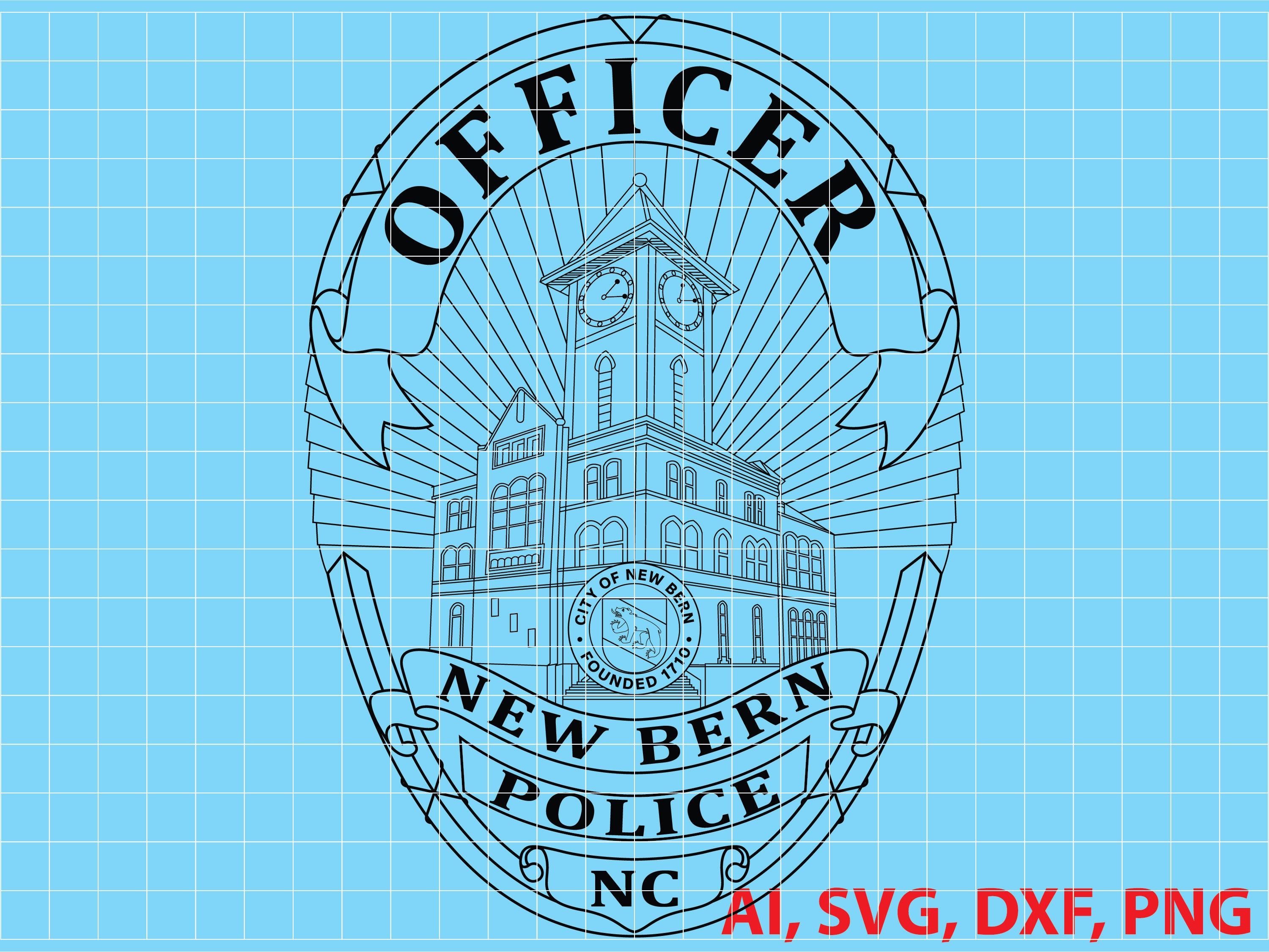 City of New Bern Police Officer Badge Logo Seal Custom Ai | Etsy