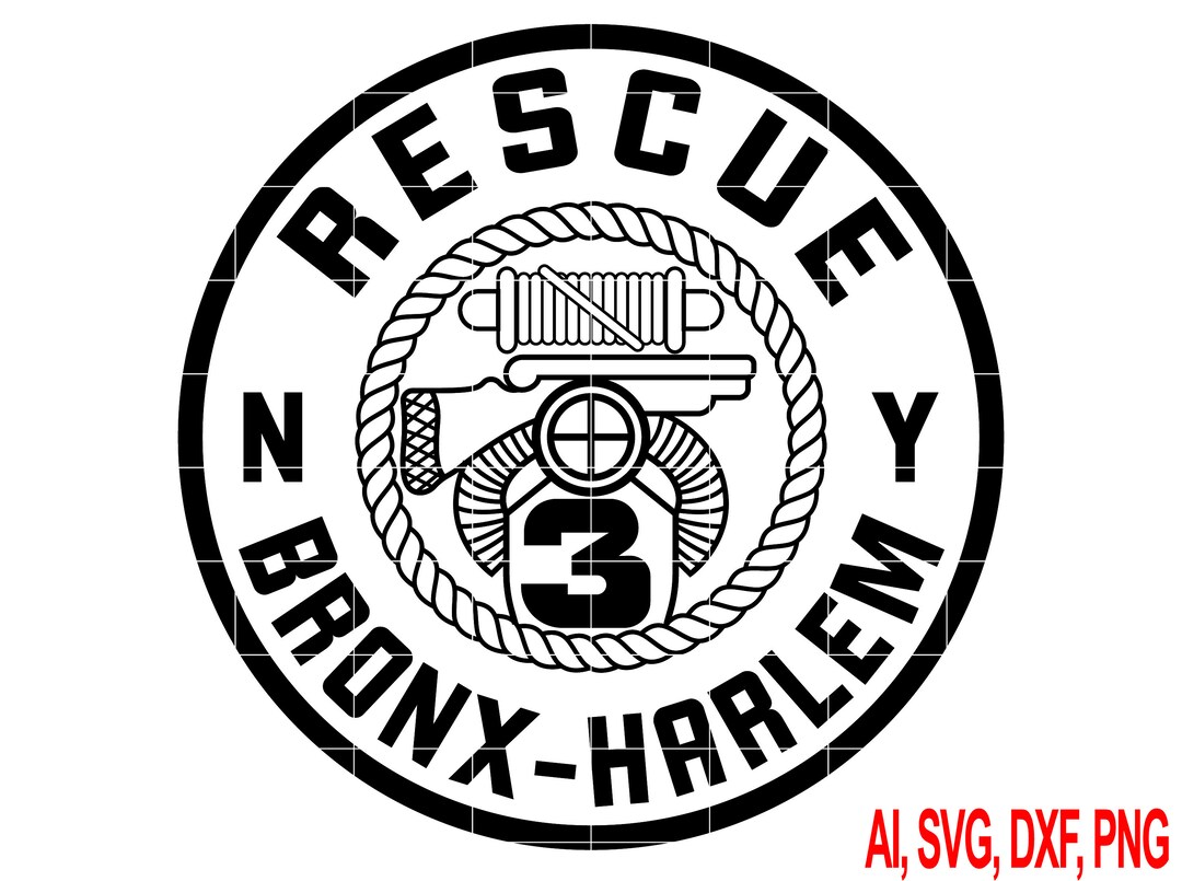 Bronx Harlem Fire Rescue Badge Vector Art, Ai,svg, DXF, PNG, Digital ...
