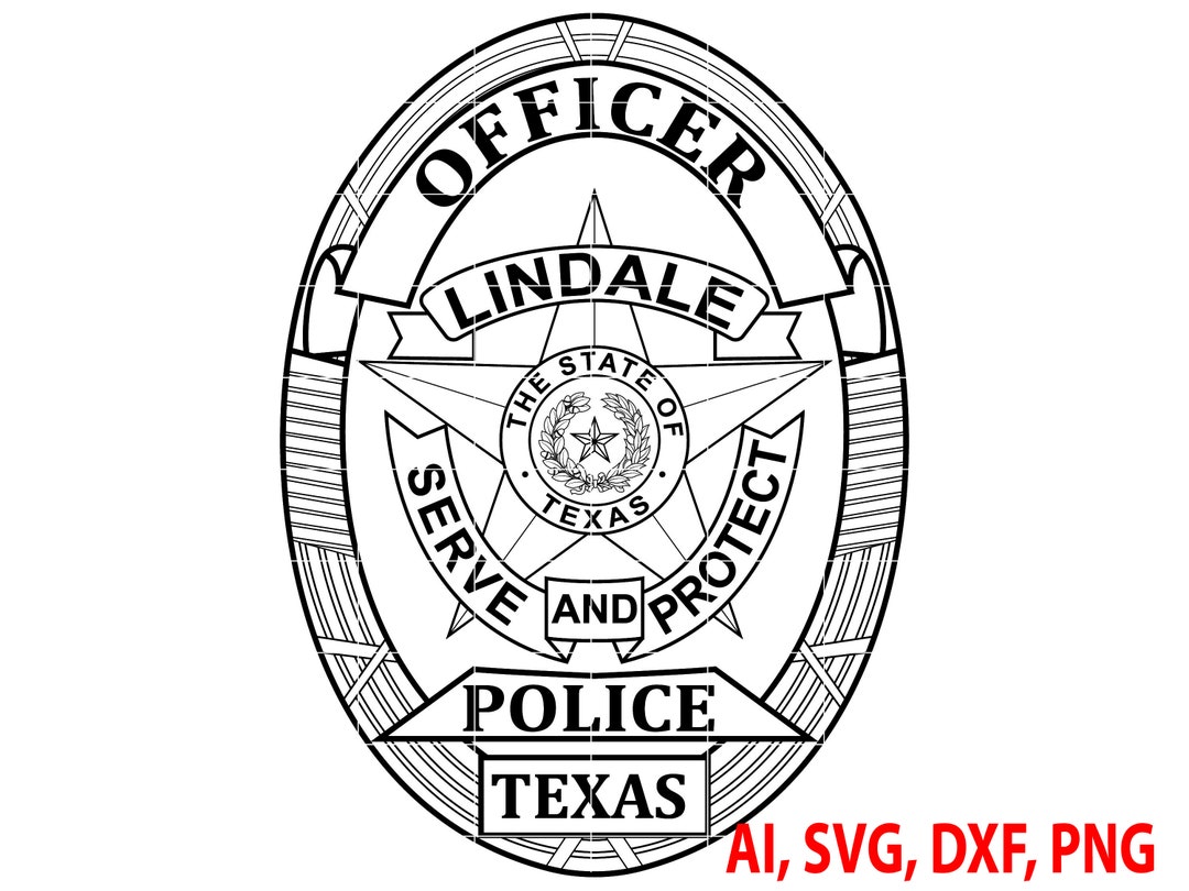 State of Texas Lindale Police Officer Badge, Logo, Seal, Custom, Ai ...