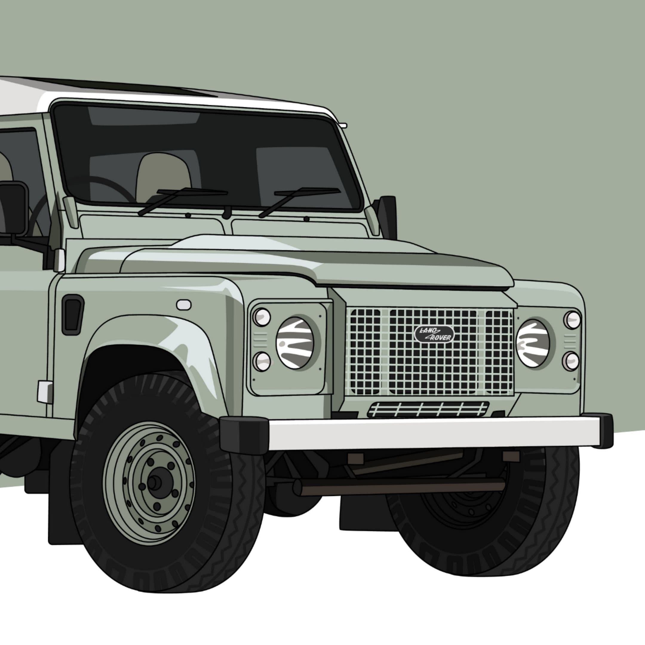 Land Rover Defender 90 Heritage Edition Illustrated Print / | Etsy