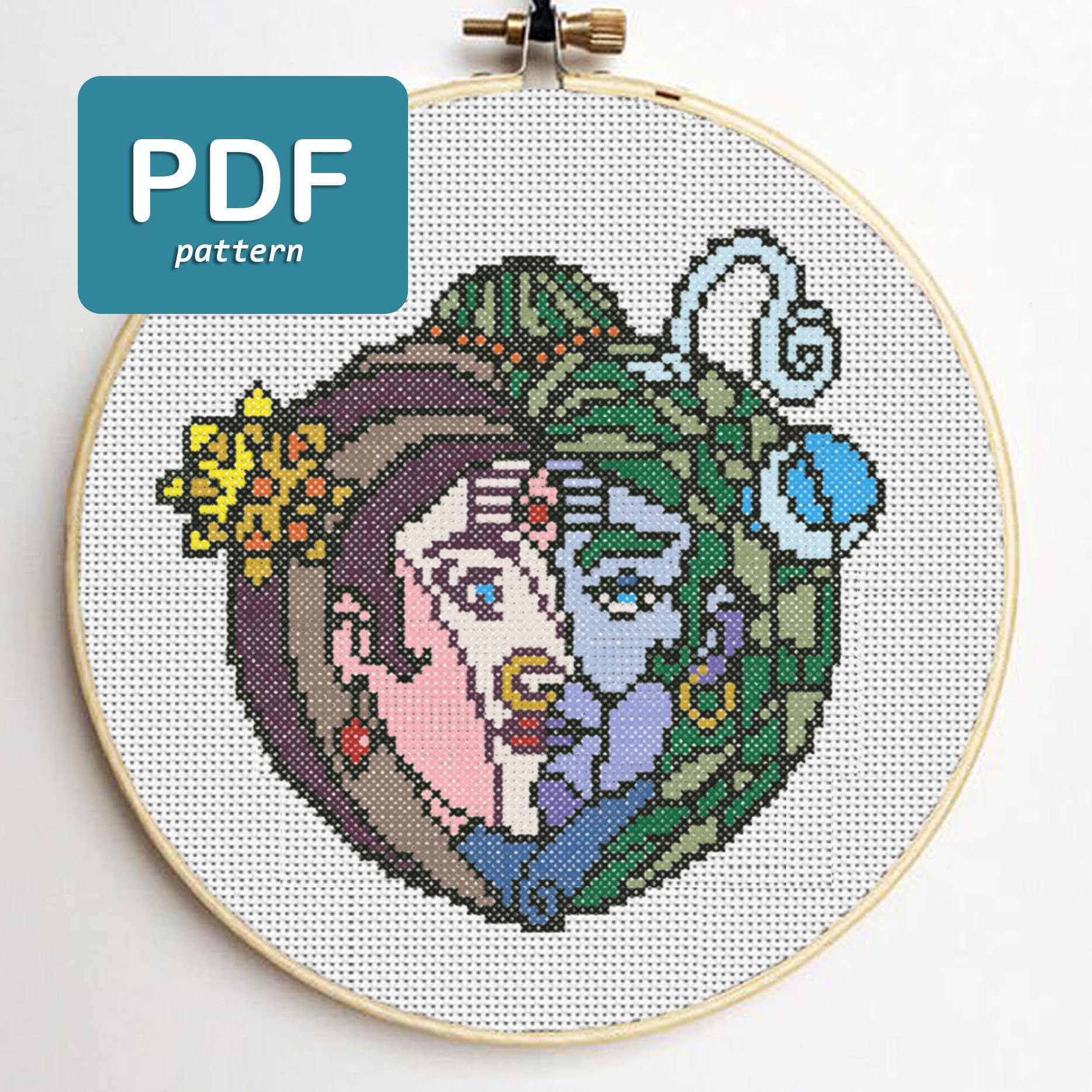 Shiva and Shakti Indian Cross Stitch Pattern PDF Download Hinduism ...