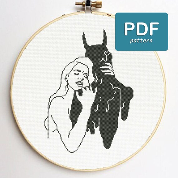 Hug Cross Stitch Devil Cross Stitch Lucifer Cross Stitch Wicca - Etsy