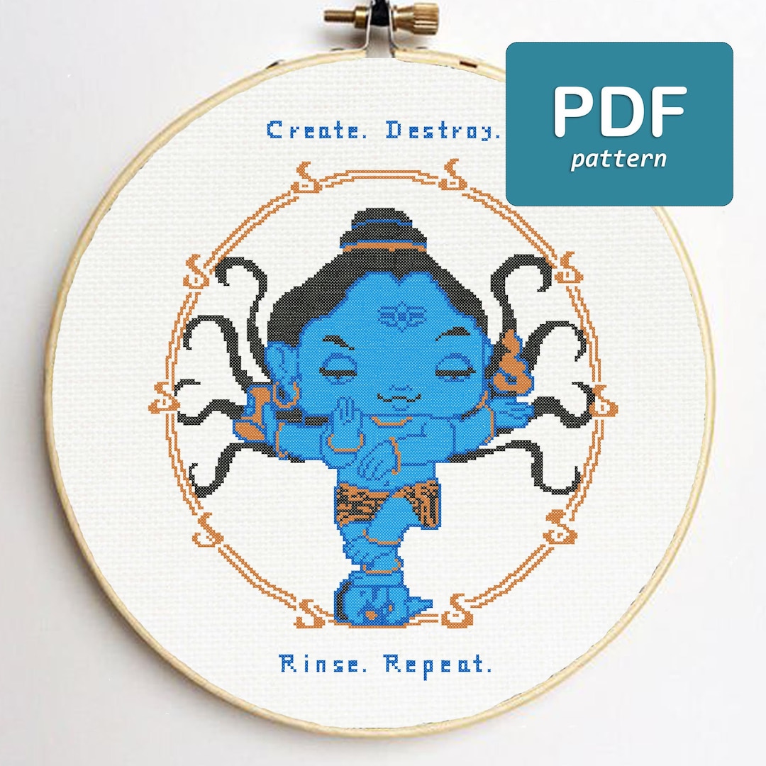 Shiva Cross Stitch Indian Cross Stitch Shiva Nataraja Dancing Shiva ...