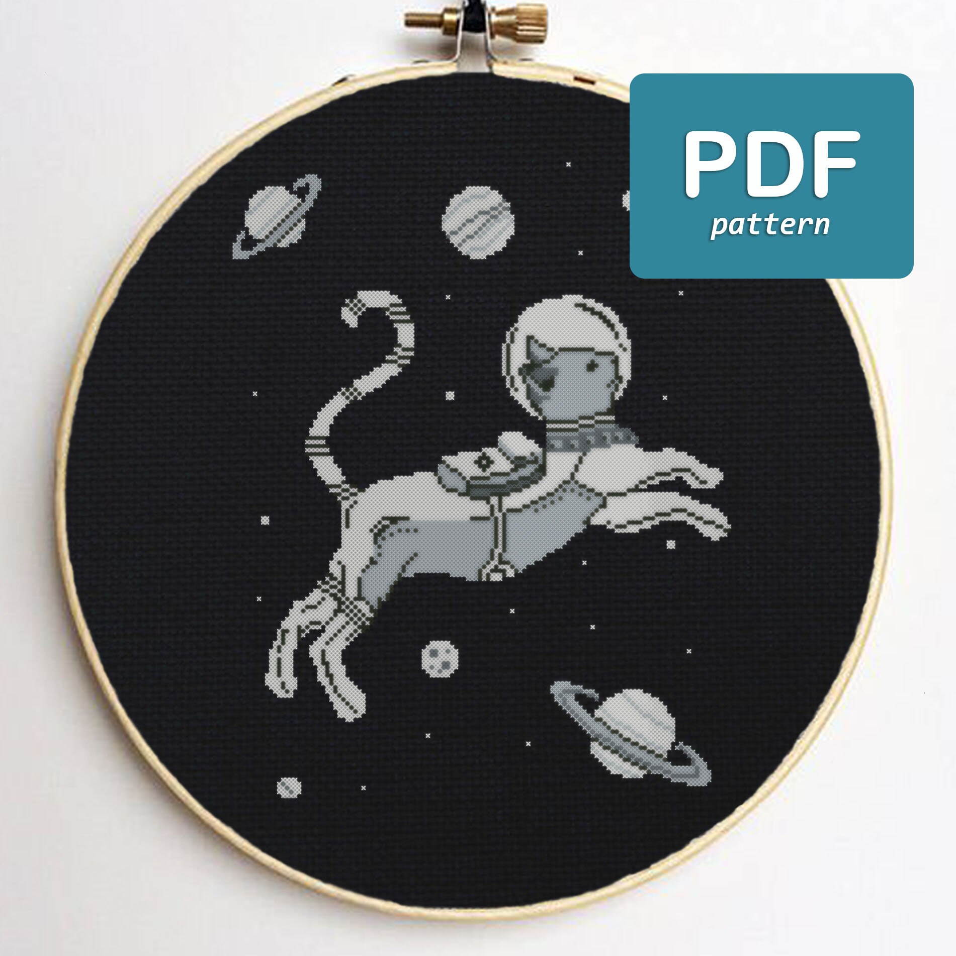 Space Cat Cross Stitch Space Stars Planets Cross Stitch - Etsy