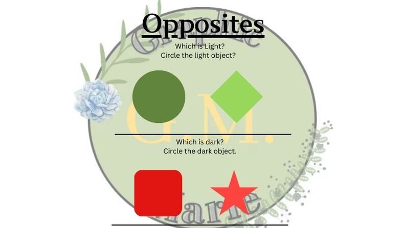 Opposites Activity Prints for Kids - Etsy
