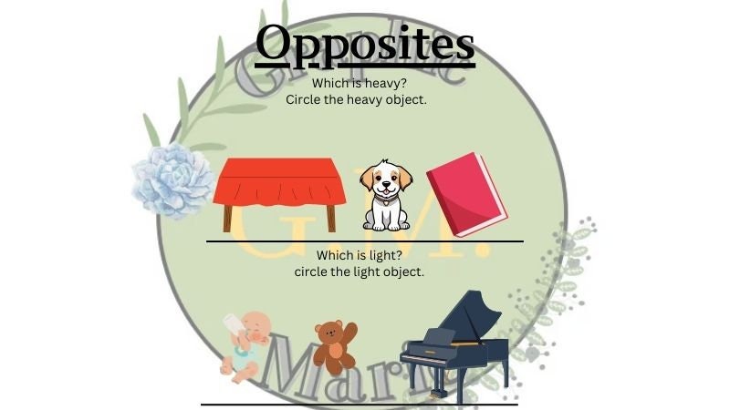 Opposites Activity Prints for Kids - Etsy