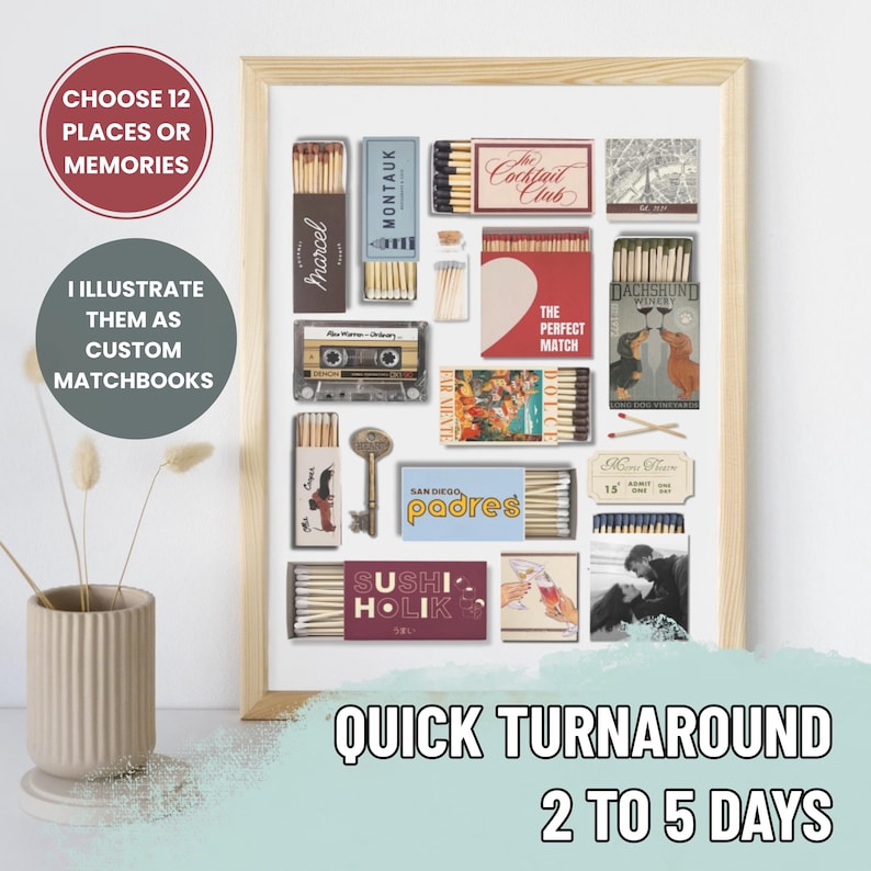 Custom Matchbox Art Print, Custom Birthday or Anniversary Gift ...