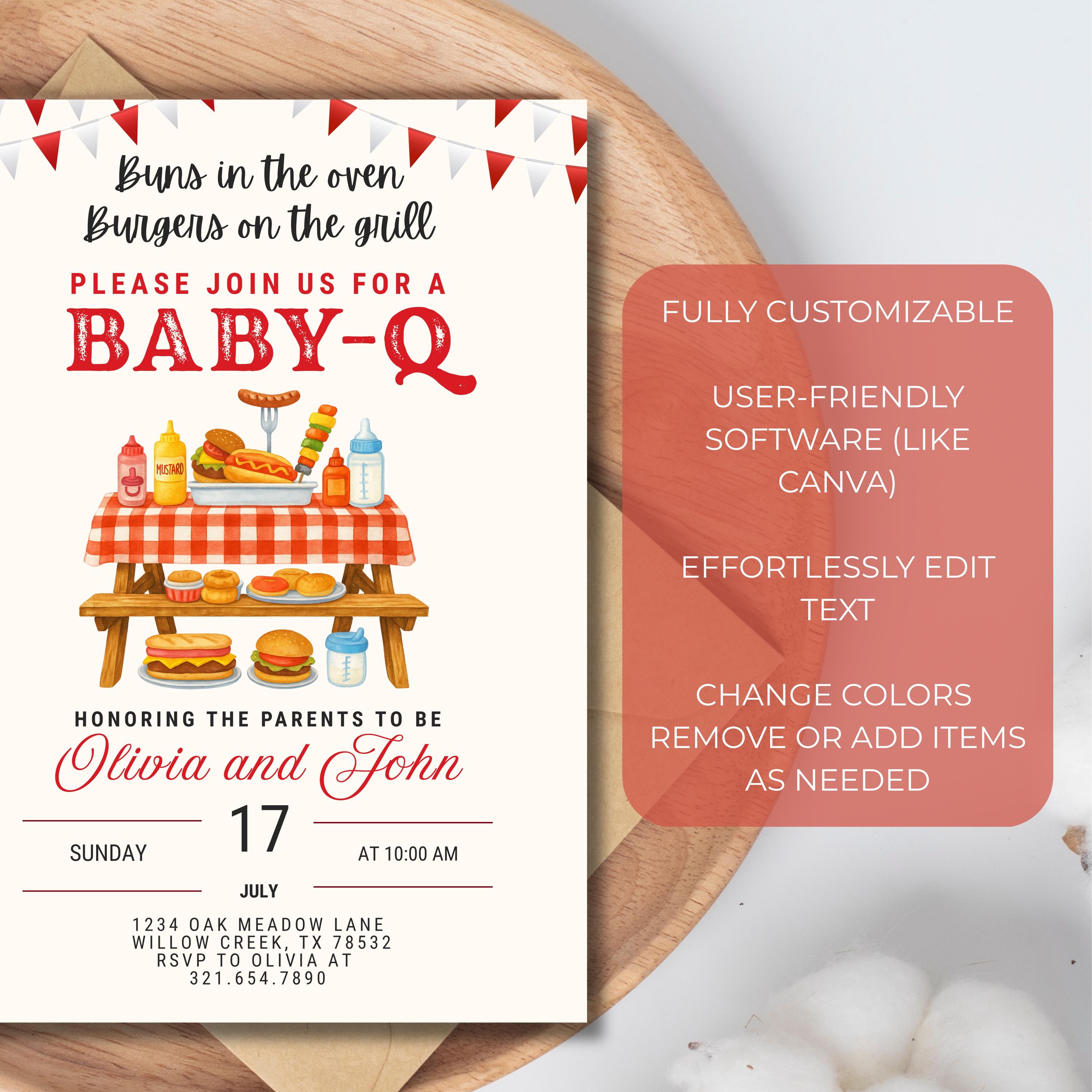 Baby-q Baby Shower Invitation Template, BBQ Baby Shower Invitation ...
