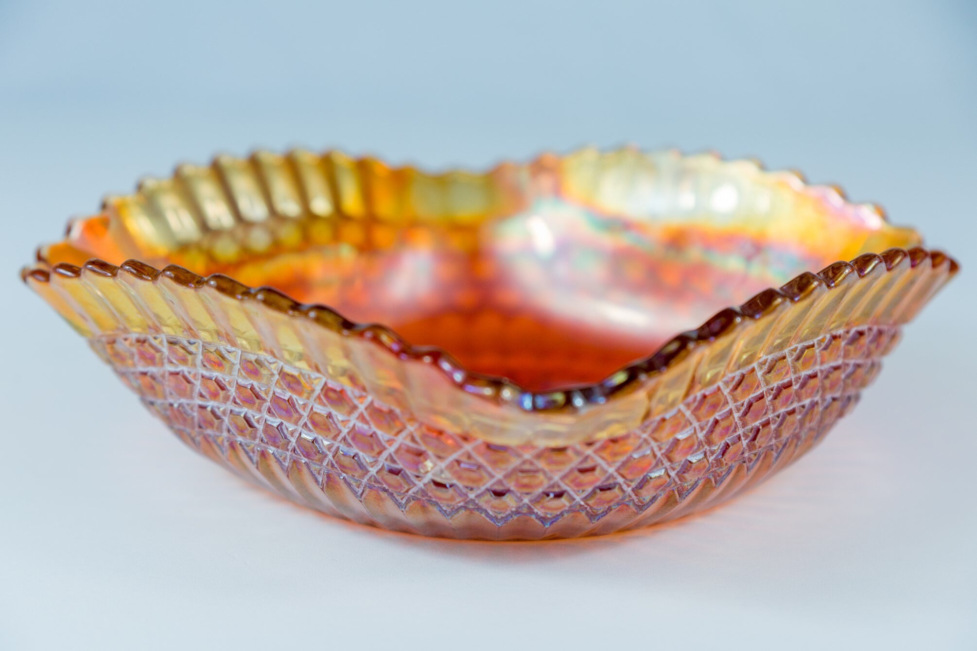 Sowerby Vintage Carnival Glass Square Dish With Rifled and - Etsy