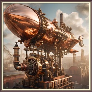 Steampunk Powered Sky Copper Machine High Resolution 300 DPI Digital ...
