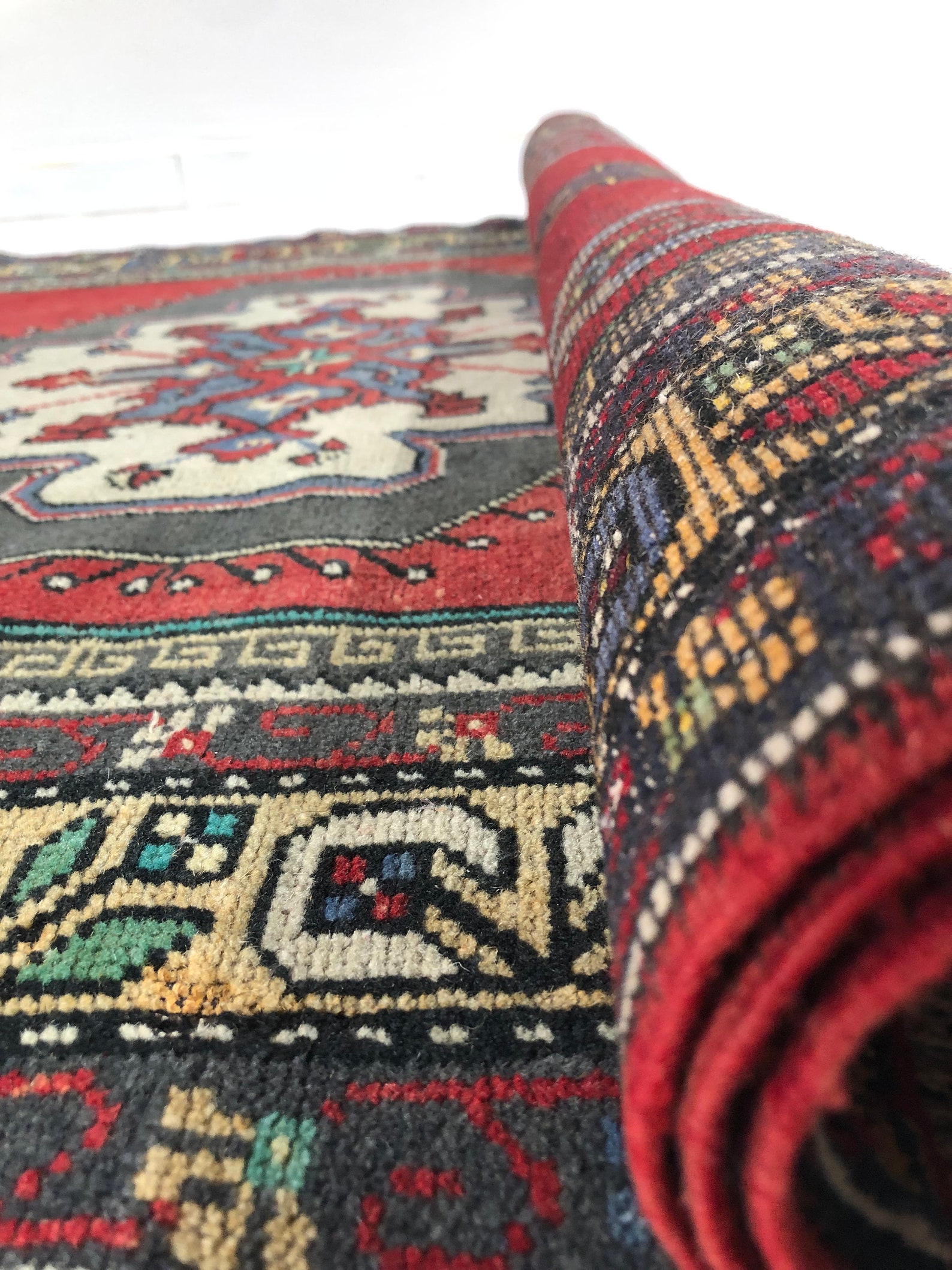 3x6 Pastel Color Geometric Pattern Vintage Rug,red-gray-green Oushak ...