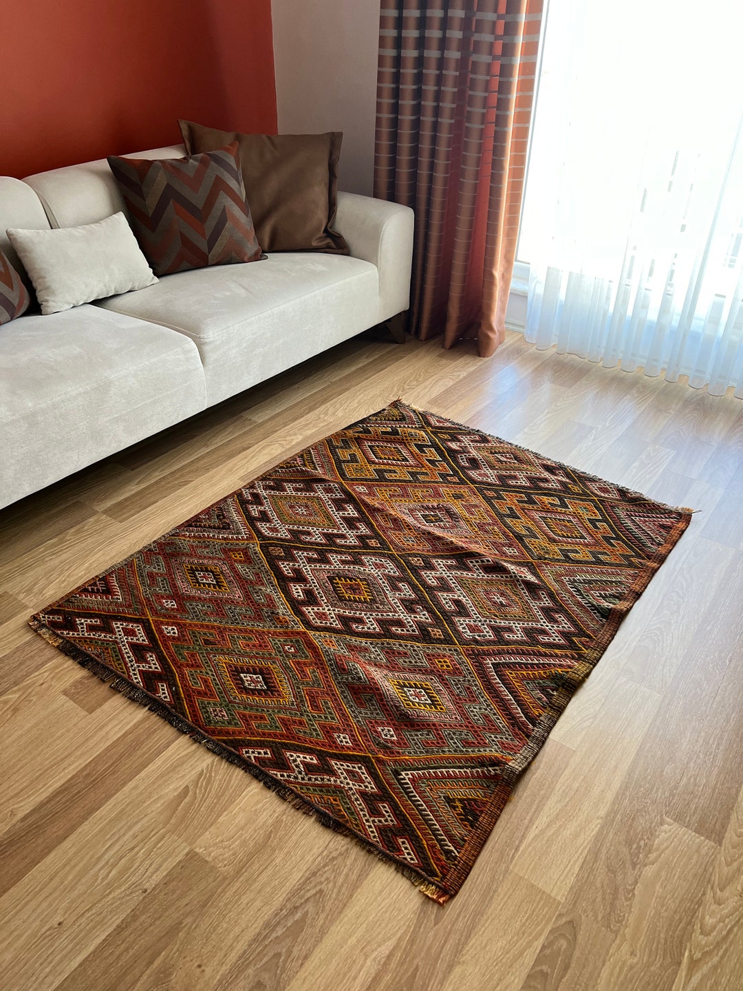 3x4 Beautiful Brown Color Rug, Vintage Handmade Rug, 3x4 Handwoven ...