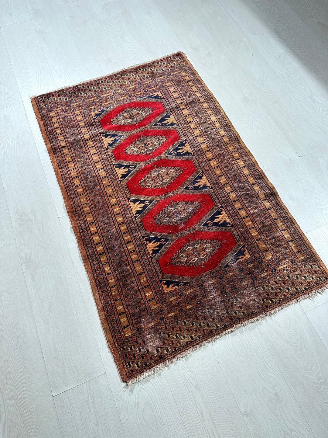 Turkmen Rug, 2x4 Antique Turkish Vintage Area Rug, Red Handwoven Rug ...