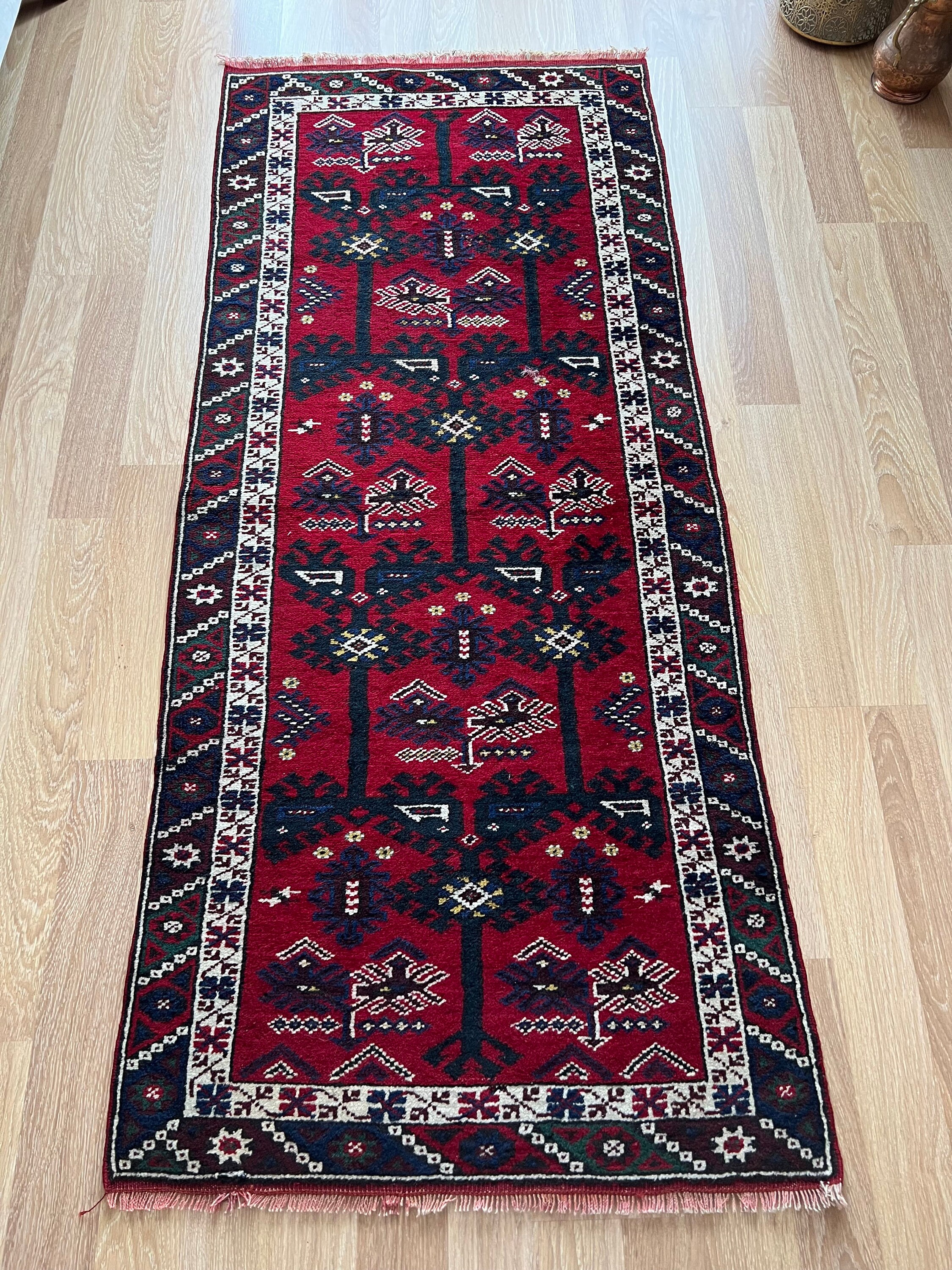 2x6 Red-black Southwestern Vintage Mini Runner Rug, Tribal Pattern ...
