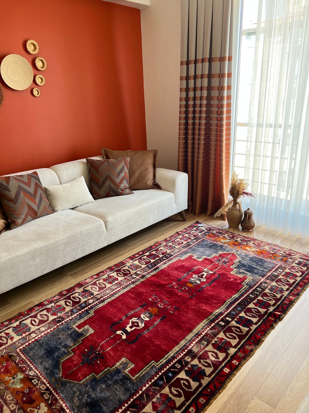 4x8 Luxury Ottoman Style Vintage Rug, Unique Handmade Wool Carpet ...