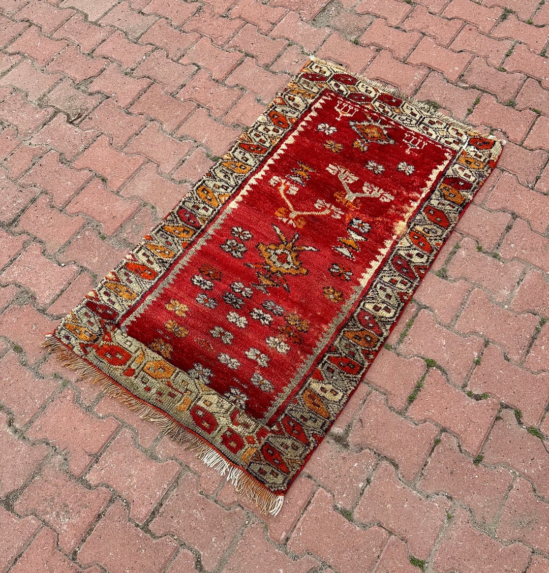Vintage Small Persian Rug, 2x4 Antique Handwoven Rug, Red Handmade Rug ...