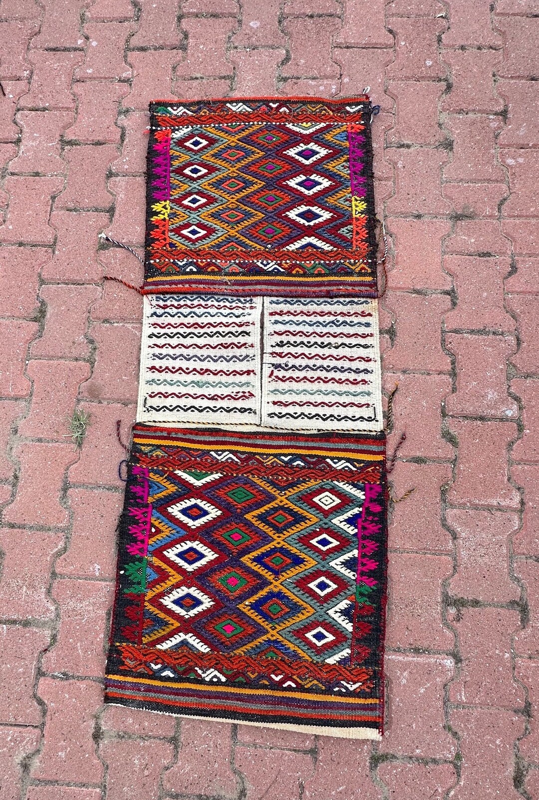Unique Vintage Handwoven Rug, 1x4 Turkish Handmade Kilim,colorful ...