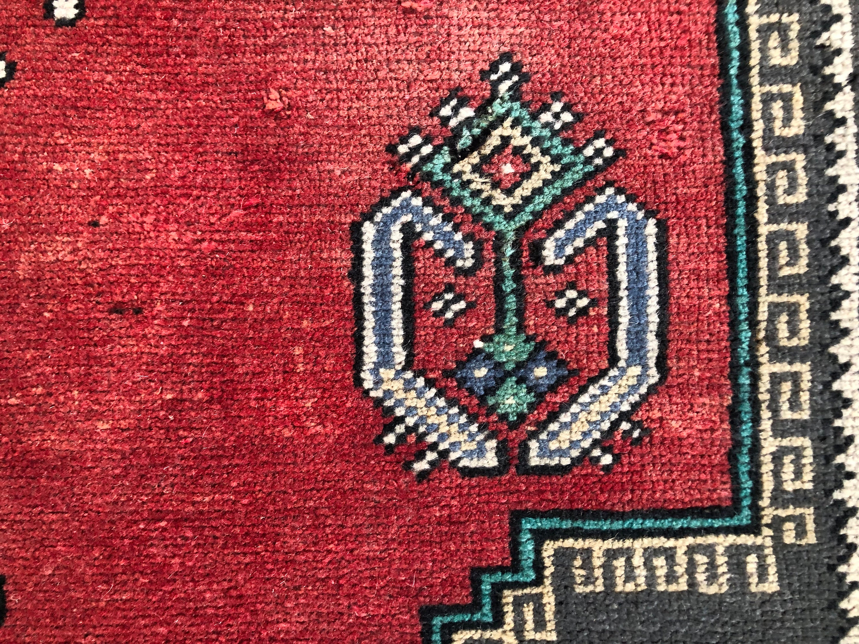3x6 Pastel Color Geometric Pattern Vintage Rug,red-gray-green Oushak ...