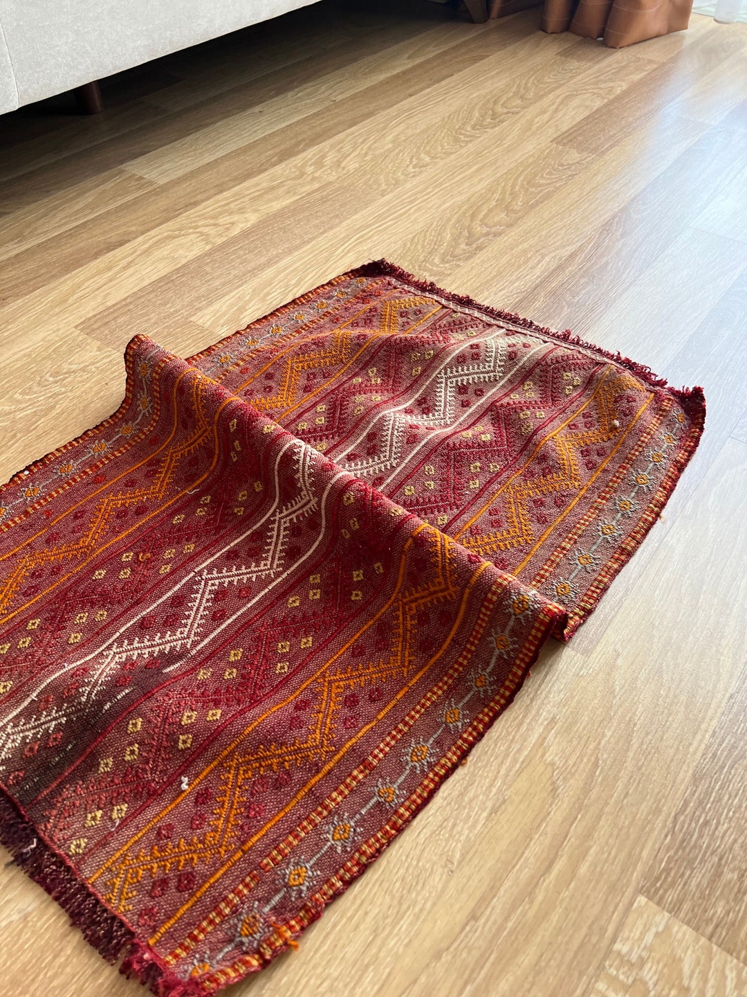 1x2 Small Beautiful Pattern Colorful Vintage Kilim Rug, 1x2 Decorative ...