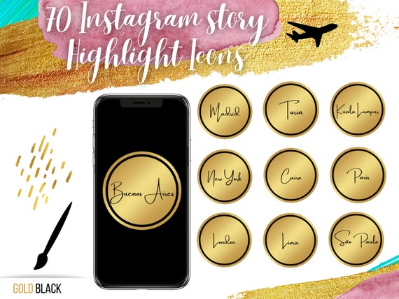 70 Travel Instagram Highlight Covers for Influencers Black and - Etsy