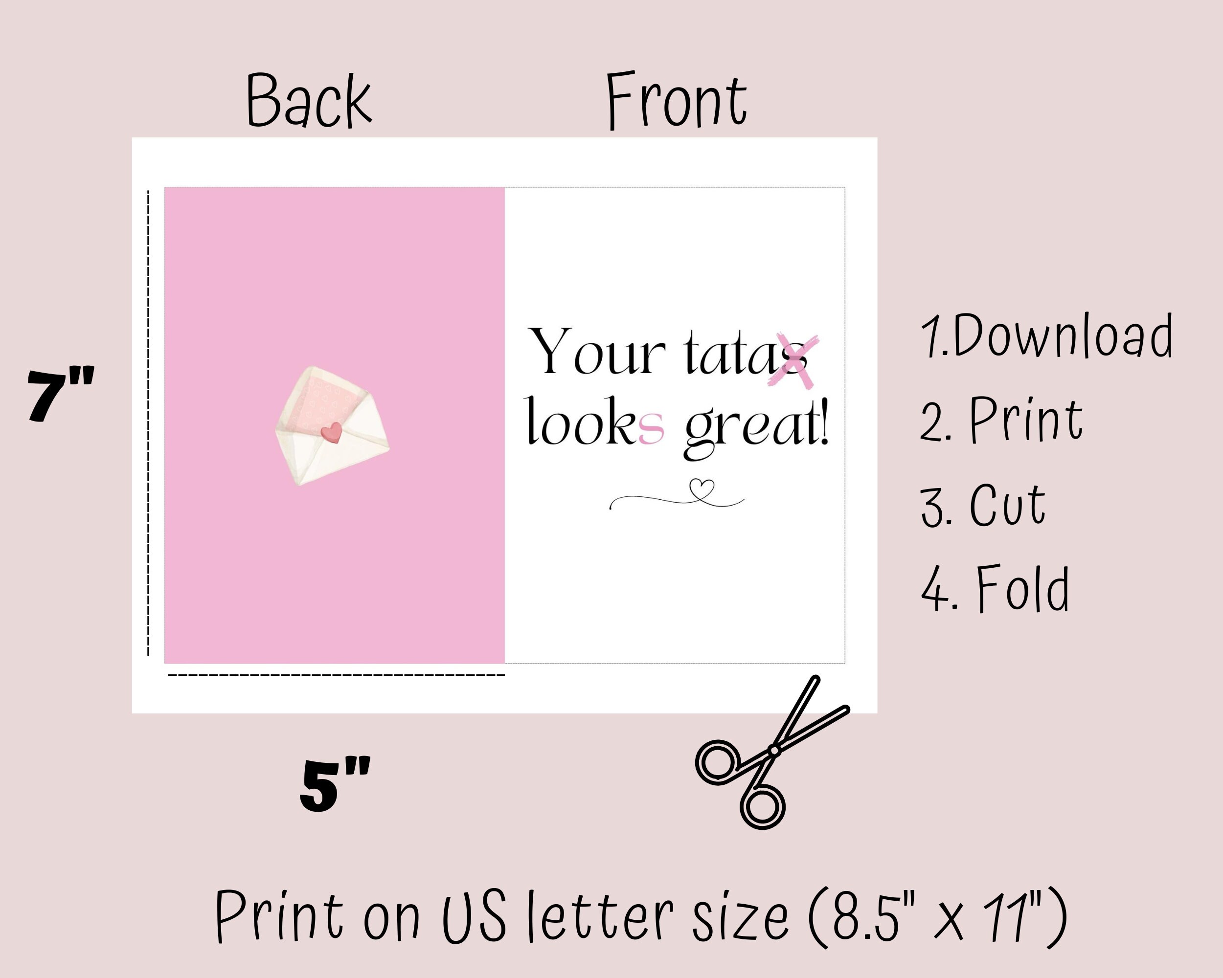 Printable Your Tatas Look Great Card, Breast Cancer Care Package ...