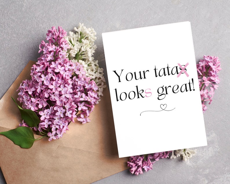 Printable Your Tatas Look Great Card, Breast Cancer Care Package ...