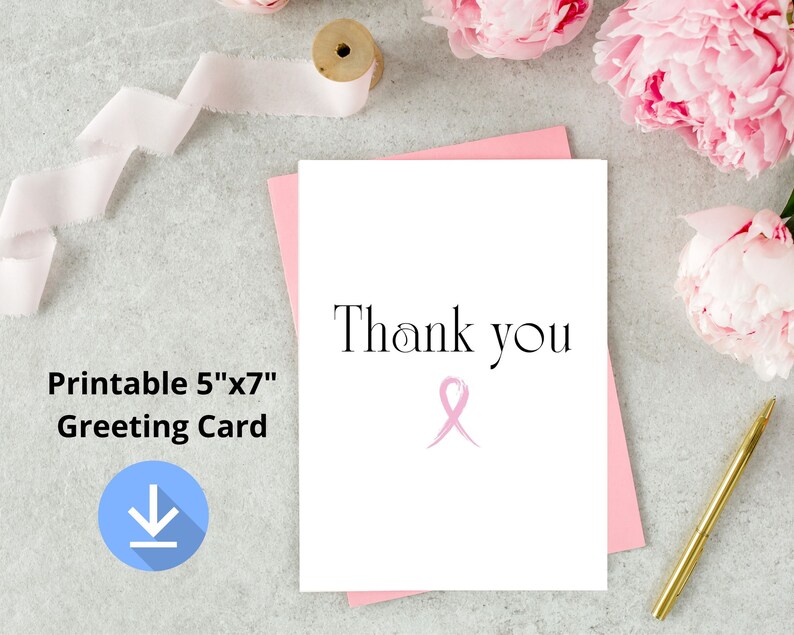Printable Breast Cancer Thank You Note Card Breast Cancer - Etsy