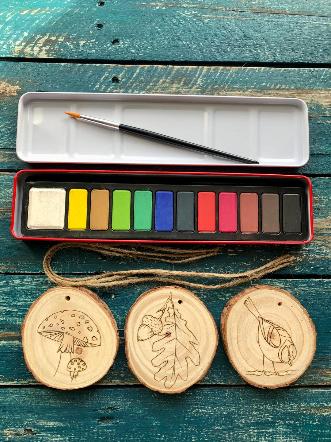 DIY Wooden Cookie Painting Kit: Hand Burned Nature Designs - Etsy