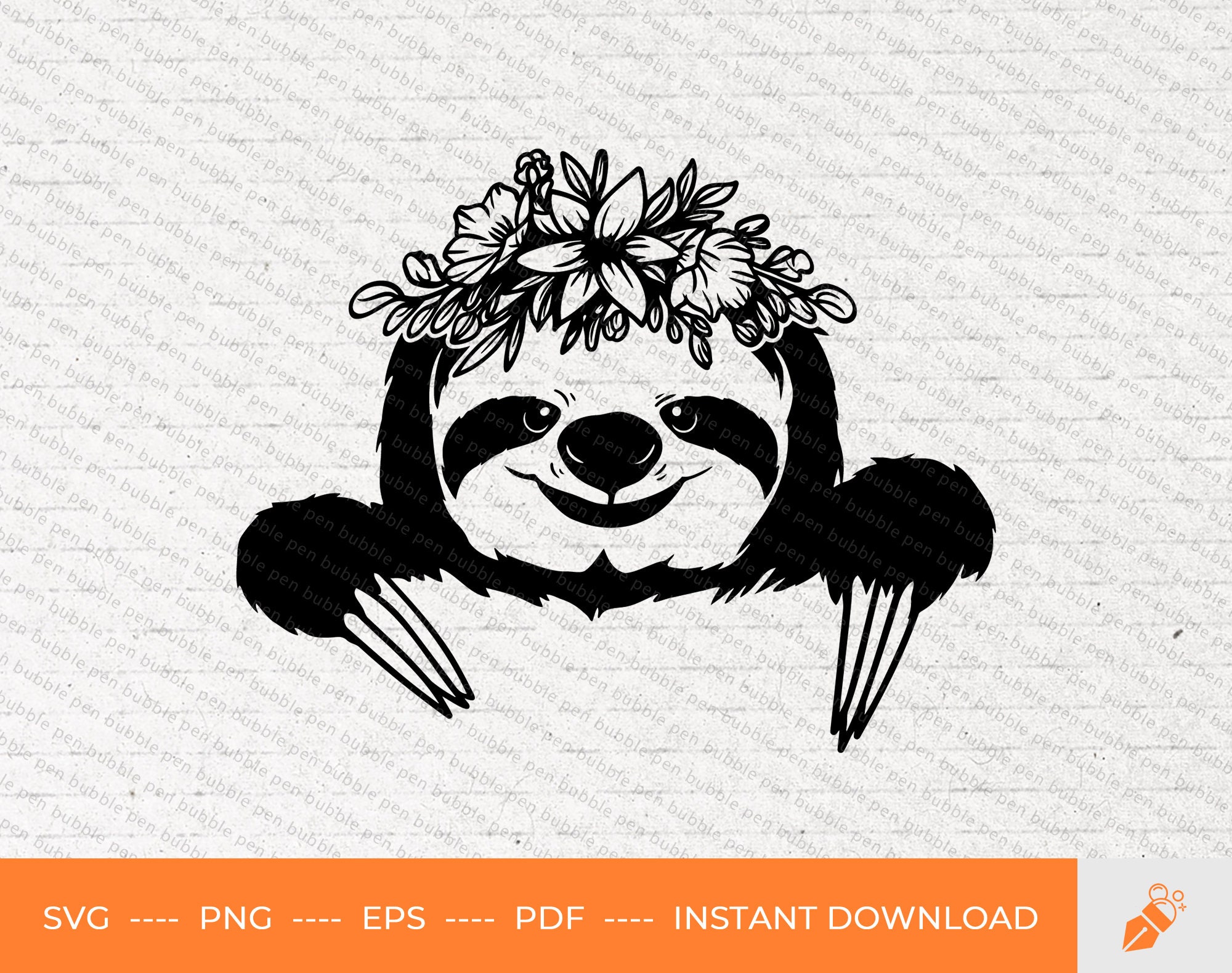 Floral Sloth SVG, Sloth Floral Svg, Sloth Flowers Crown Svg, Sloth Svg ...