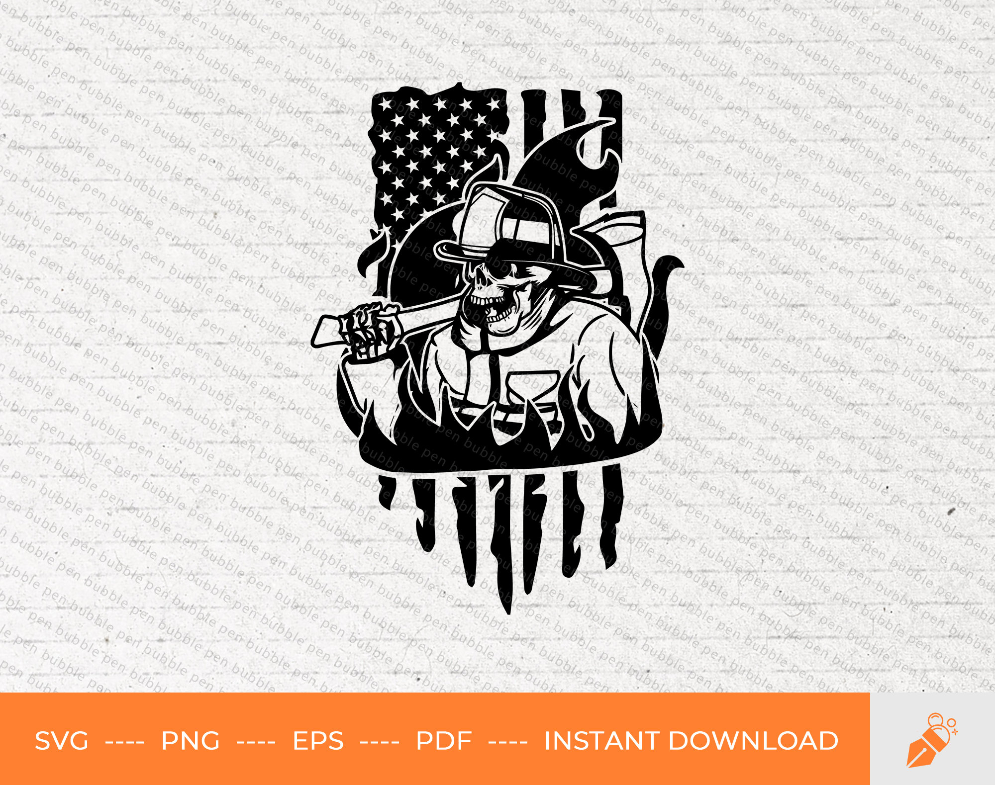 Firefighter Skeleton USA Flag SVG, Firefighter Skull Svg, Fireman ...
