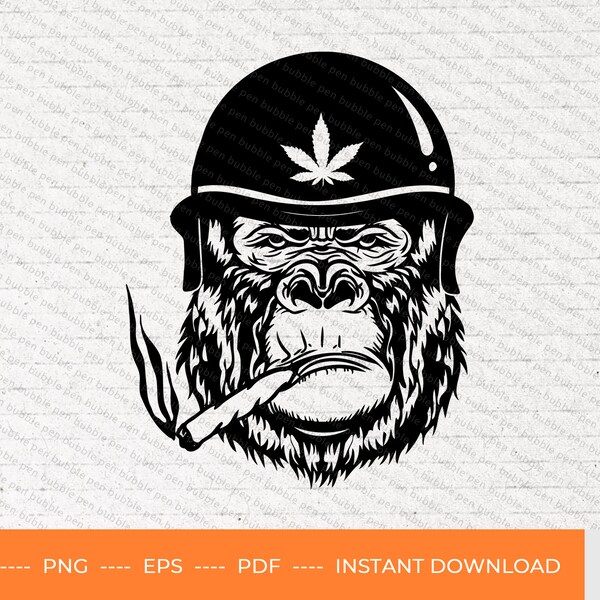 Smoking Gorilla Svg - Etsy