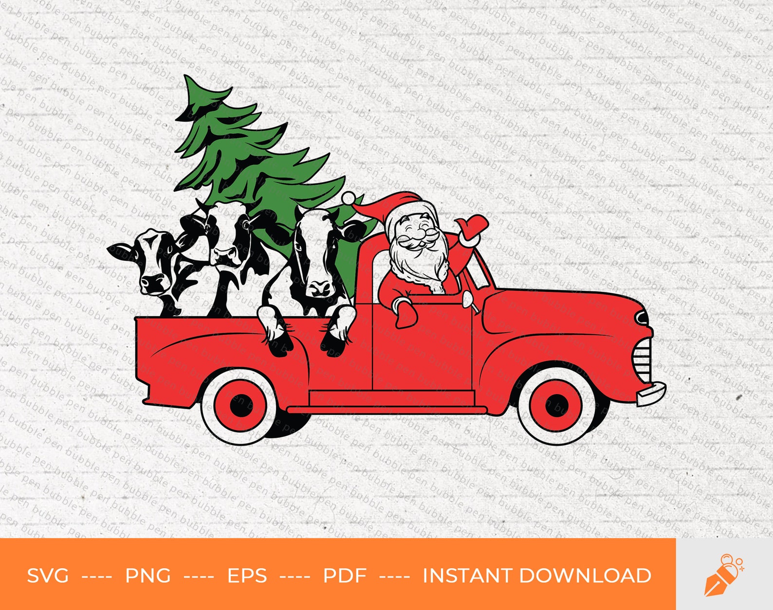Farm Santa With Animals SVG, Farm Santa With Cows Svg, Christmas Cows ...
