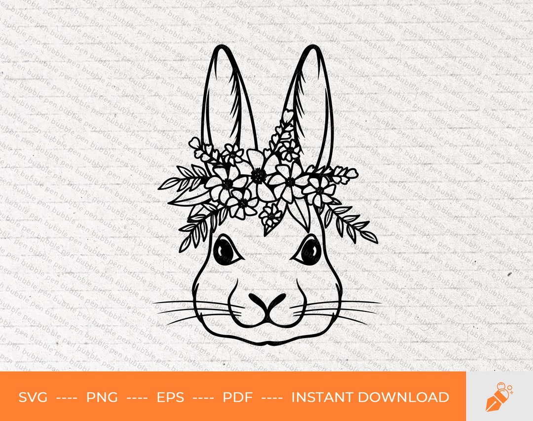 Rabbit Floral SVG, Floral Rabbit Svg, Floral Bunny Svg, Rabbit Flowers ...