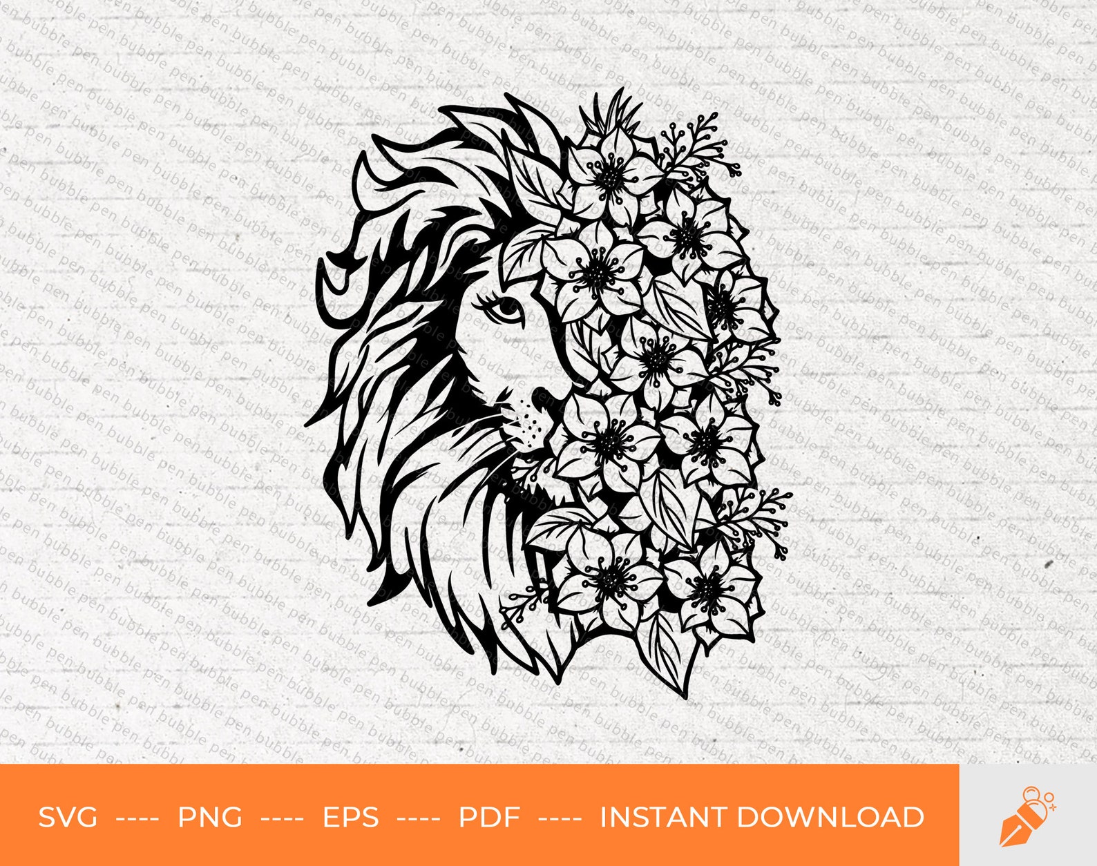 Floral Lion SVG, Lion Floral Svg, Lion Svg, Flowers Svg, Floral Svg ...