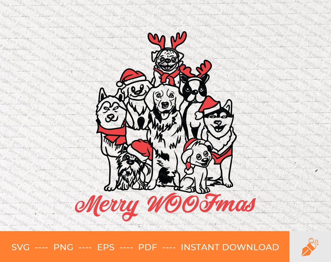 Merry Woofmas Svg, Dogmas Tree Svg, Cute Dogs Svg, Funny Dogs Christmas ...