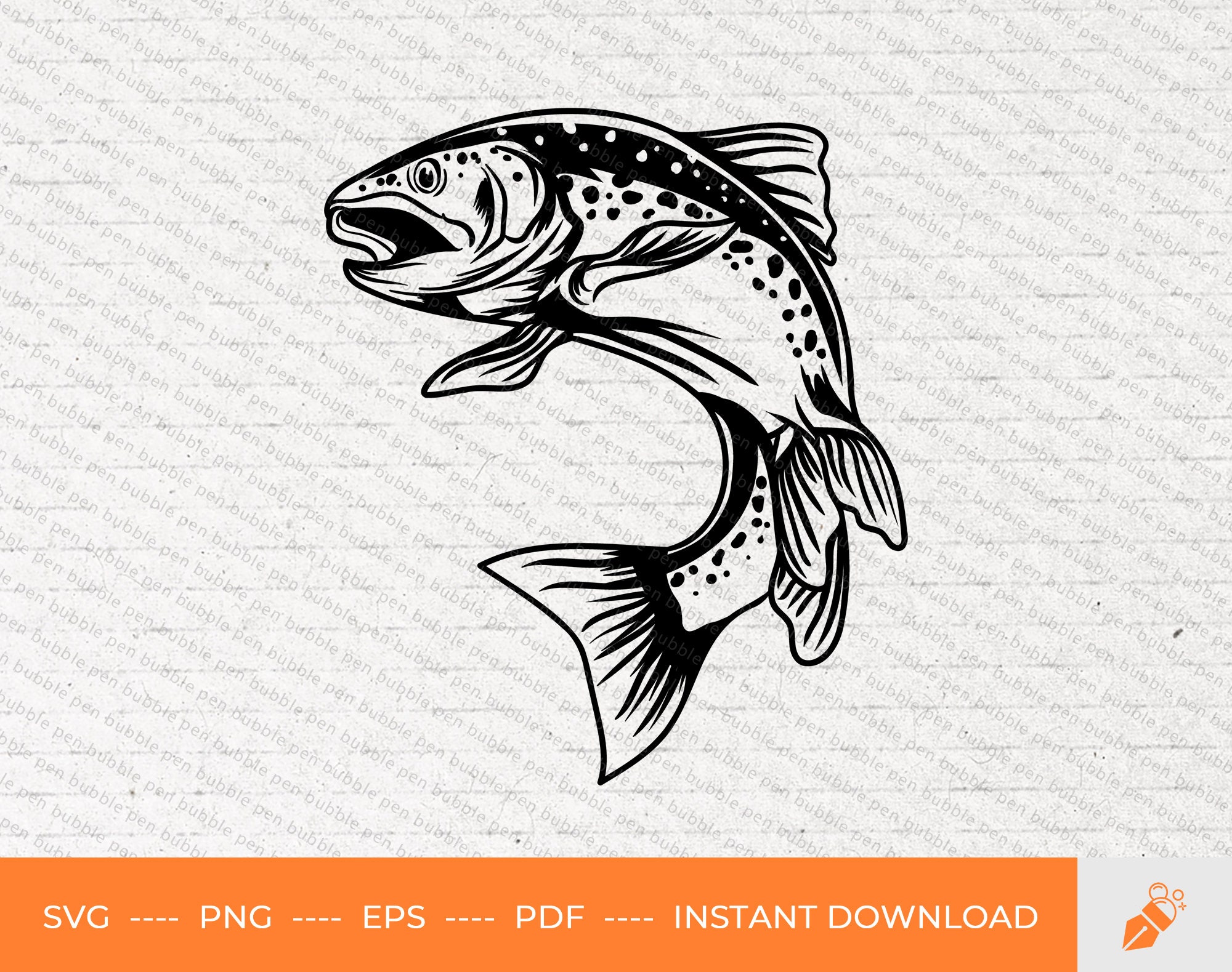 Trout Fish SVG, Trout Fishing Svg, Trout Fish Angling Svg, River ...