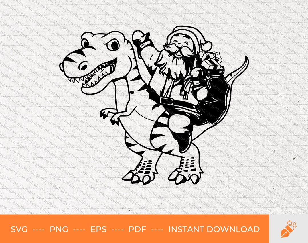 Santa Riding T-rex SVG, Santa Riding Dino Svg, Santa Claus Svg ...