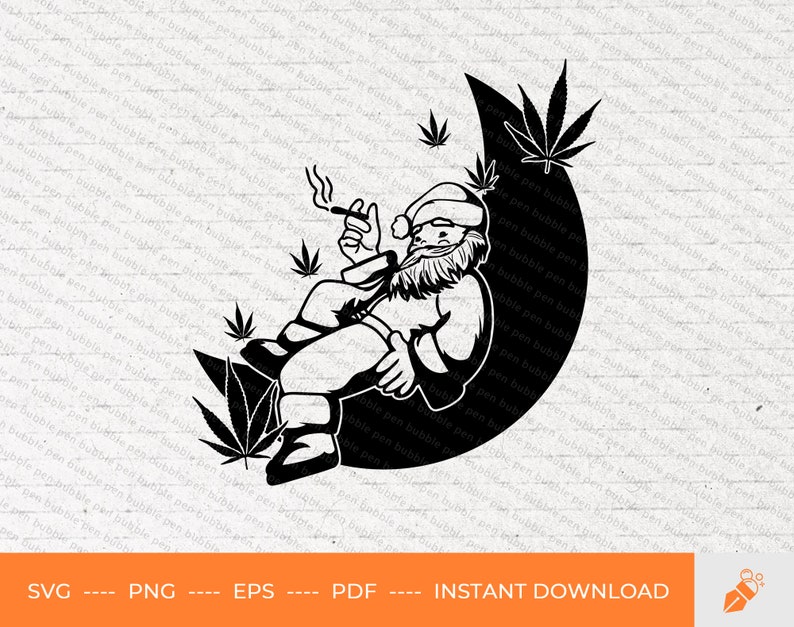 Santa Smoking Weed SVG Santa Smoking Joint at the Moon Svg - Etsy