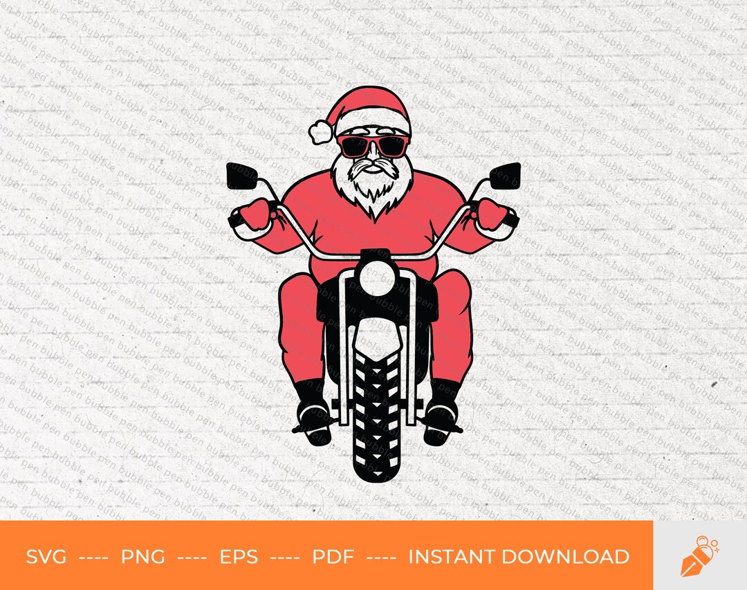 Santa Driving Motorcycle SVG, Santa Riding Svg, Santa Claus Svg, Biker ...