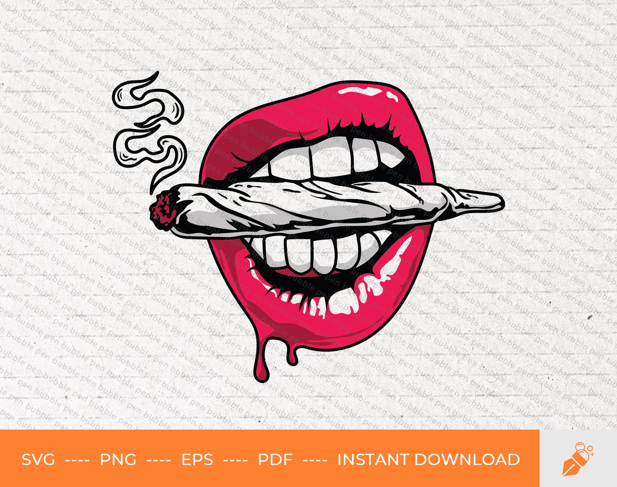 Lips Biting Joint Svg, Lips Biting Weed Svg, Lips Dripping Svg, Smoking ...