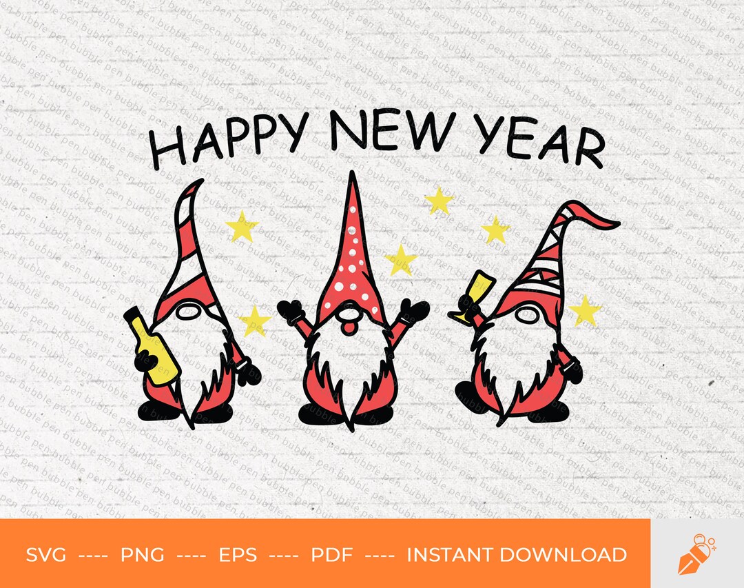 Happy New Year Gnomes SVG Happy New Year Svg Gnomes Svg - Etsy