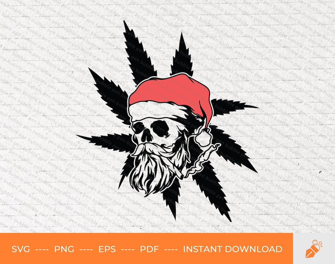 Santa Skull Weed SVG, Santa Skull Smoking Joint Svg, Santa Smoking ...