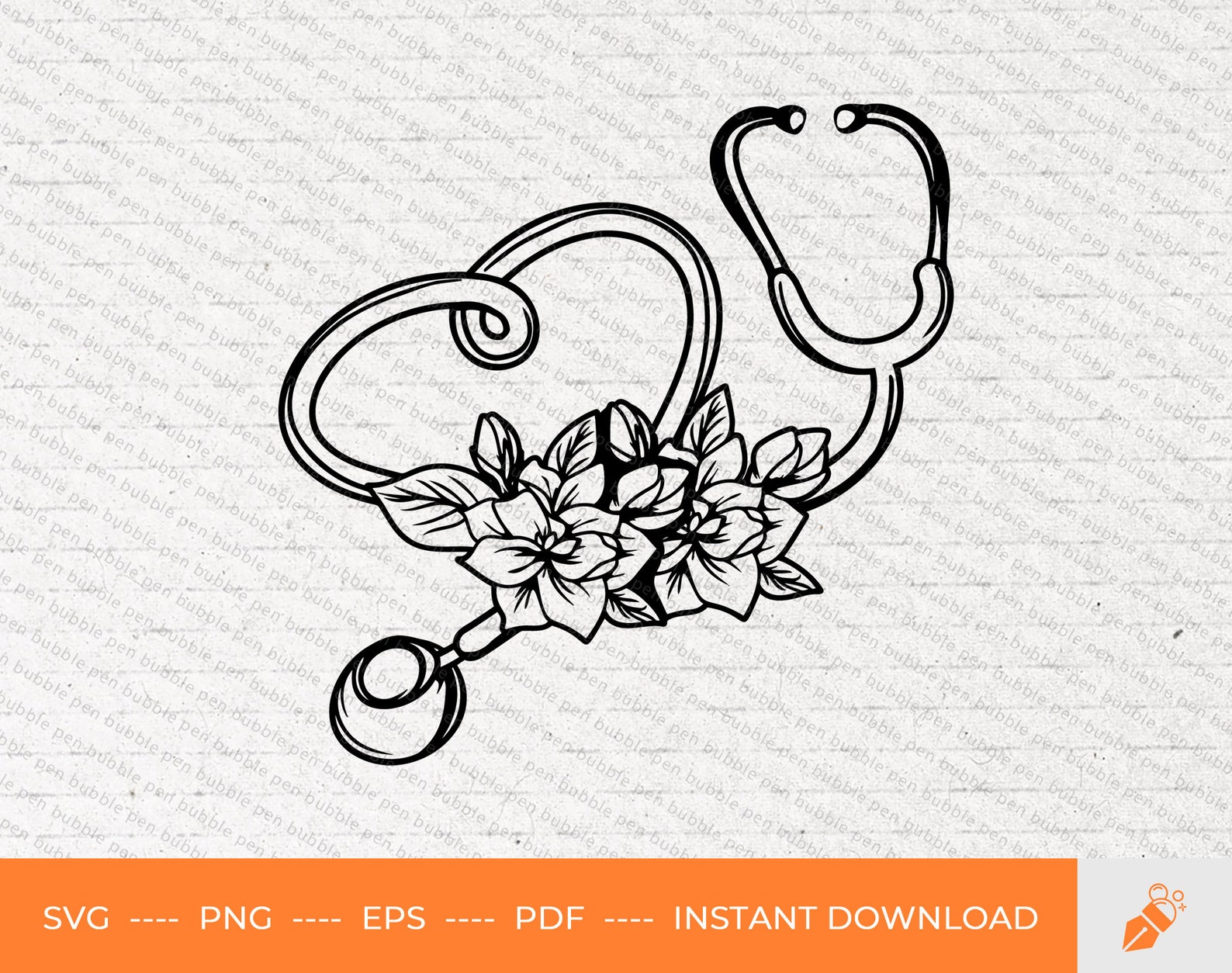 Floral Stethoscope SVG, Stethoscope Floral Svg, Stethoscope Flowers Svg ...