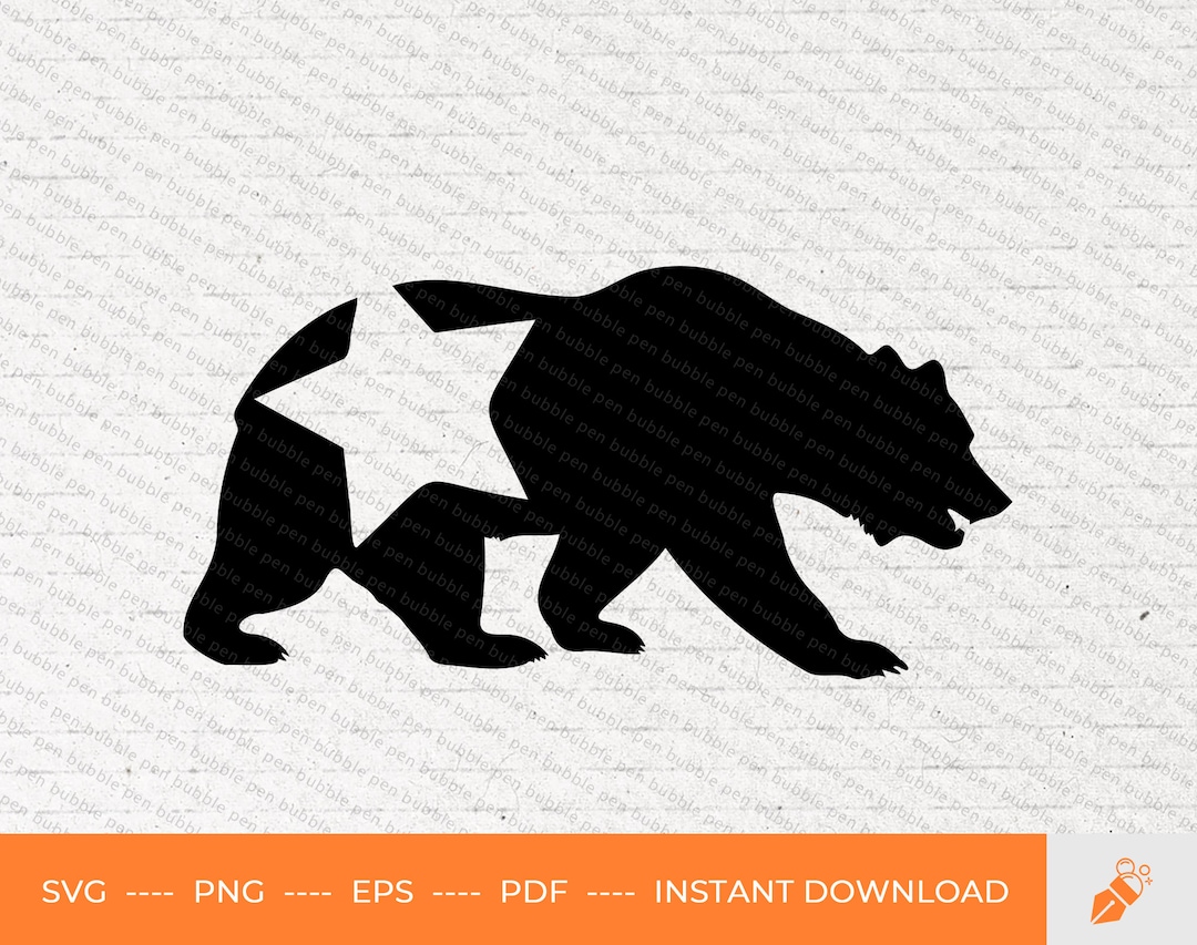 Bear Star SVG, California Bear Svg, Mountain Bear Svg, Bear Clipart ...
