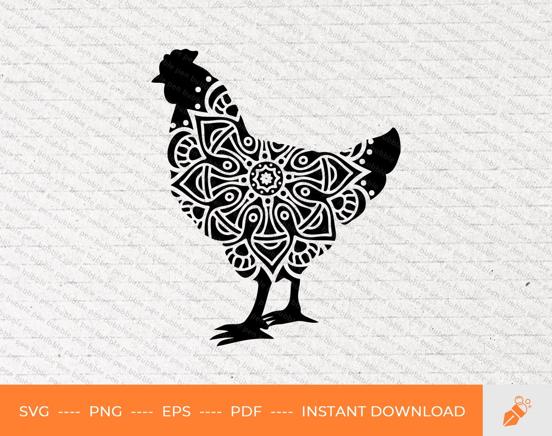 Mandala Chicken SVG, Chicken Farm Svg, Chicken Silhouette Svg, Hen ...